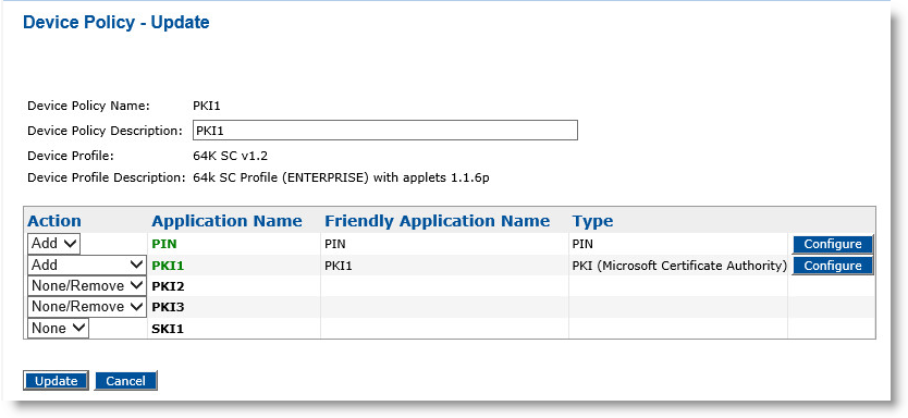 Updating a Device Policy | ActivID CMS | HID Global